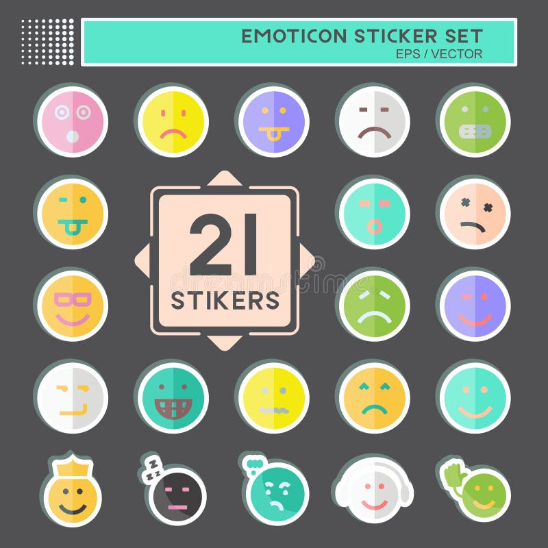 Emoticon Sticker Set. Suitable for Education Symbol. Simple Design ...