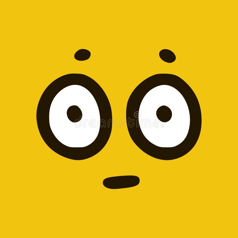 Emoticon with a Surprised Face in Doodle Style Yellow Background Stock ...