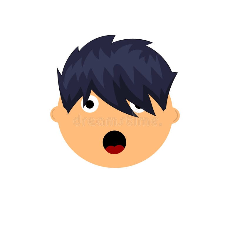 Emoticon Wow Cartoon Boy Face Stock Illustration - Illustration of face ...