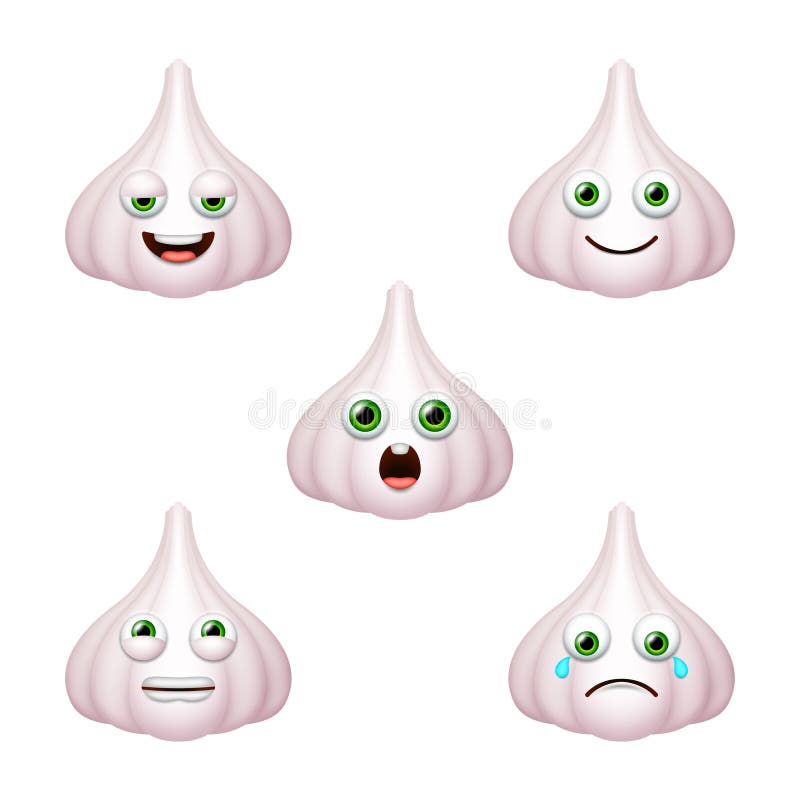 Emoticono De Ajo Lindo. Conjunto De Vector Aislado Ilustración del ...