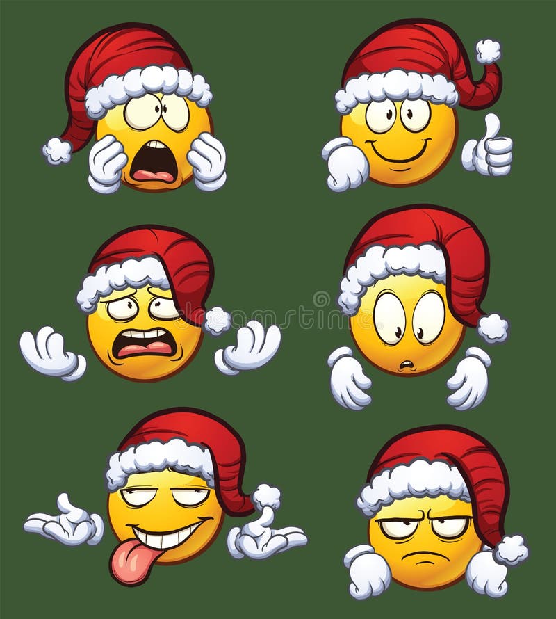 Smiley Dos Emoticons Do Natal Ilustração Stock - Ilustração de ...