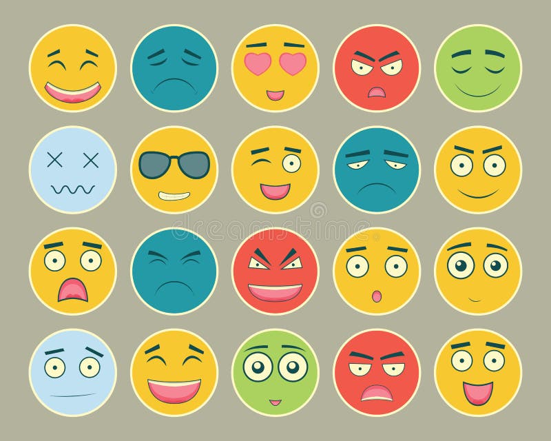 Emoticons Flat Design Set. Emoticon for Web Site, Chat, Sms. Emoticons ...