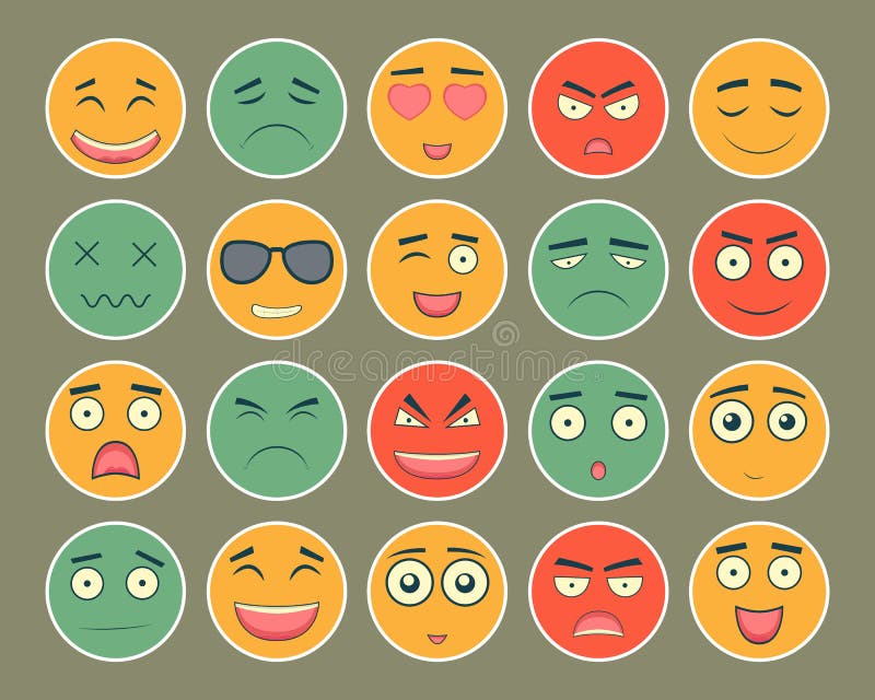 Emoticons Flat Design Set. Emoticon for Web Site, Chat, Sms. Emoticons ...