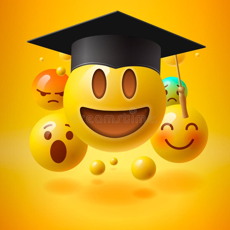 Emoticons in Graduation Hat. Educational Resources, Online Learning ...