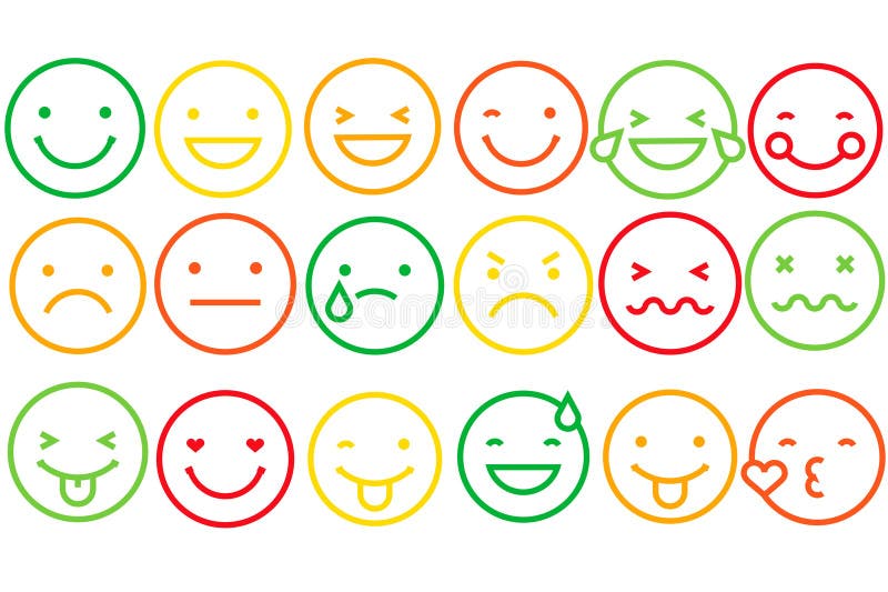 Emoticons Icons Set. Emoji Faces Collection. Emojis Flat Style Stock ...