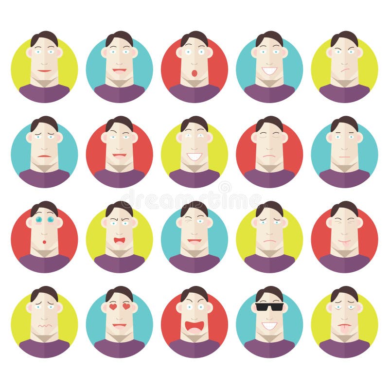 Emoticons of Man. Vector Illustration Decorative Design Stock Vector ...