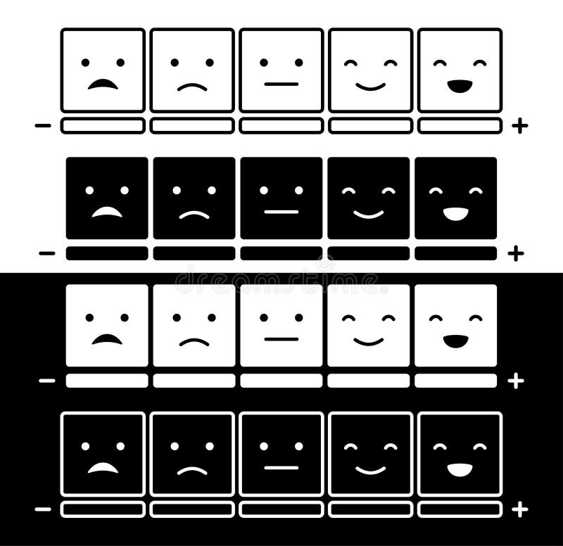Emoticons Mood Scale on White and Black Background Stock Vector ...