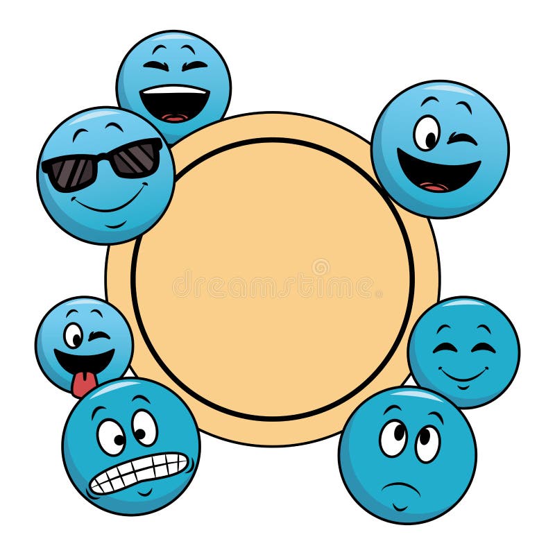 Emoticons Frame Concept Sketch Stock Vector - Illustration of button ...