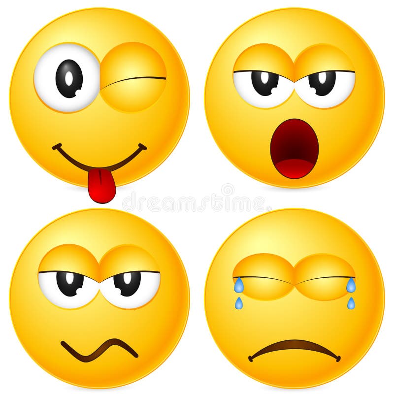 Four Emoticons-5 - with Clipping Path Stock Illustration - Illustration ...
