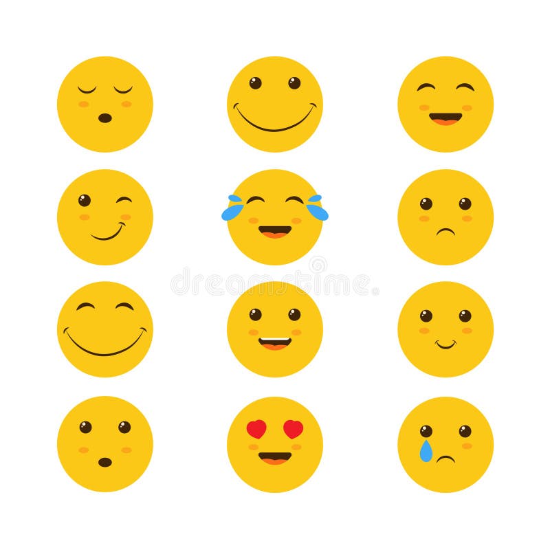 A Large Set of Emojis of Different Shapes. Express Different Emotions ...