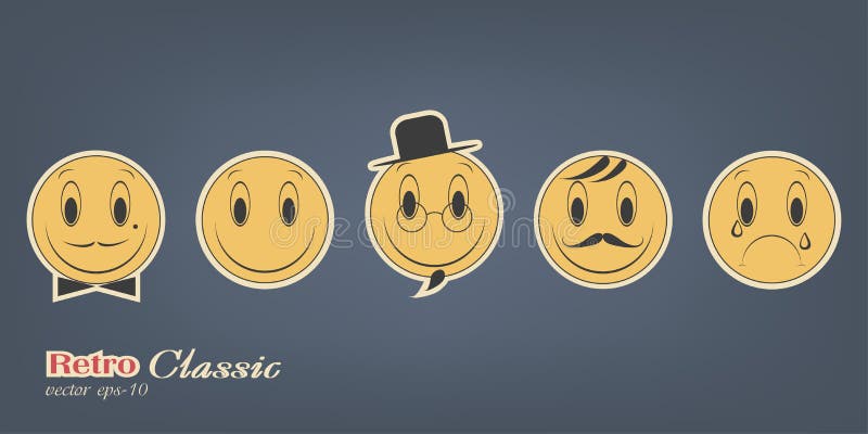 Emoticons Set.Smile Icons.Retro Faces Comic.Vector Illustration Stock ...