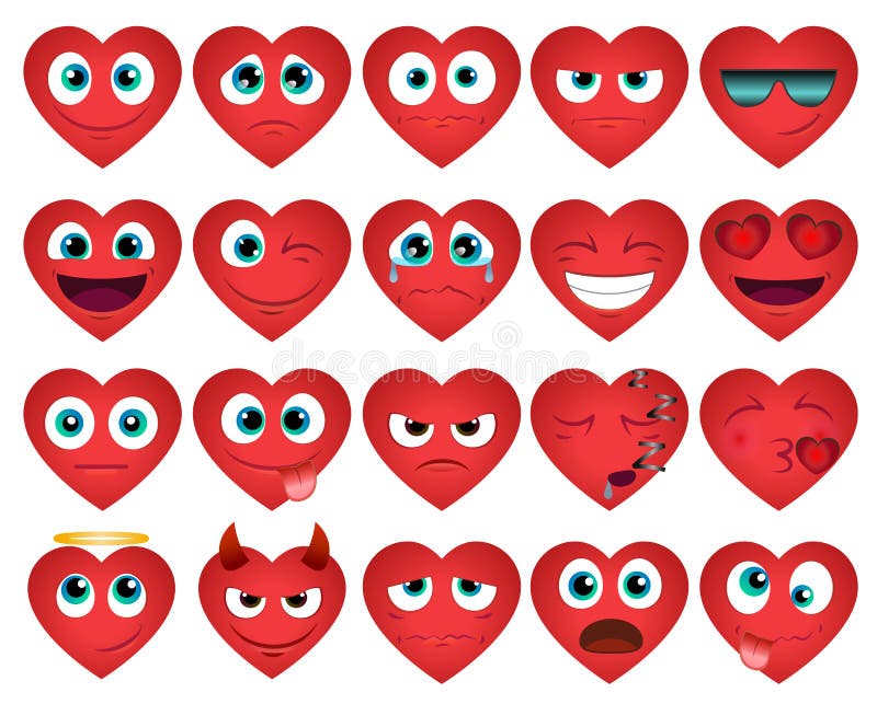 Smileys Van Harten Met Vleugels in De Stijl Van Kawaii Vector ...