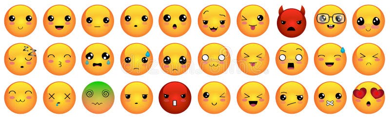 Emoticons or Smiley Icons Set Stock Vector - Illustration of sign, icon ...