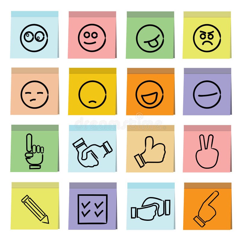 Emoticons Sticky Note Paper Stock Illustration - Illustration of ...