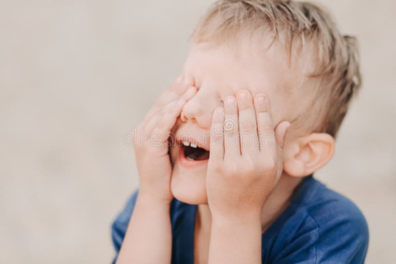 Emotion Baby Boy Upset Cry Scream Outside Stock Image - Image of ...