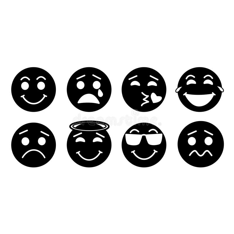 Emotion Black Icons Set. stock vector. Illustration of angry - 275918094
