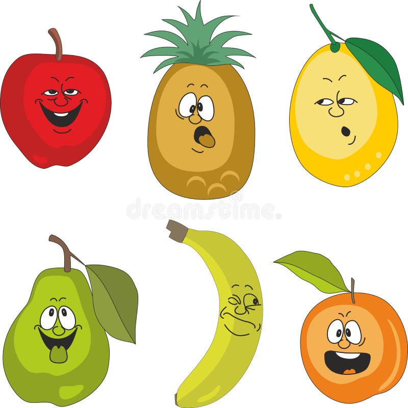 Emotion Cartoon Fruits Set 010 Stock Vector - Illustration of fruits ...