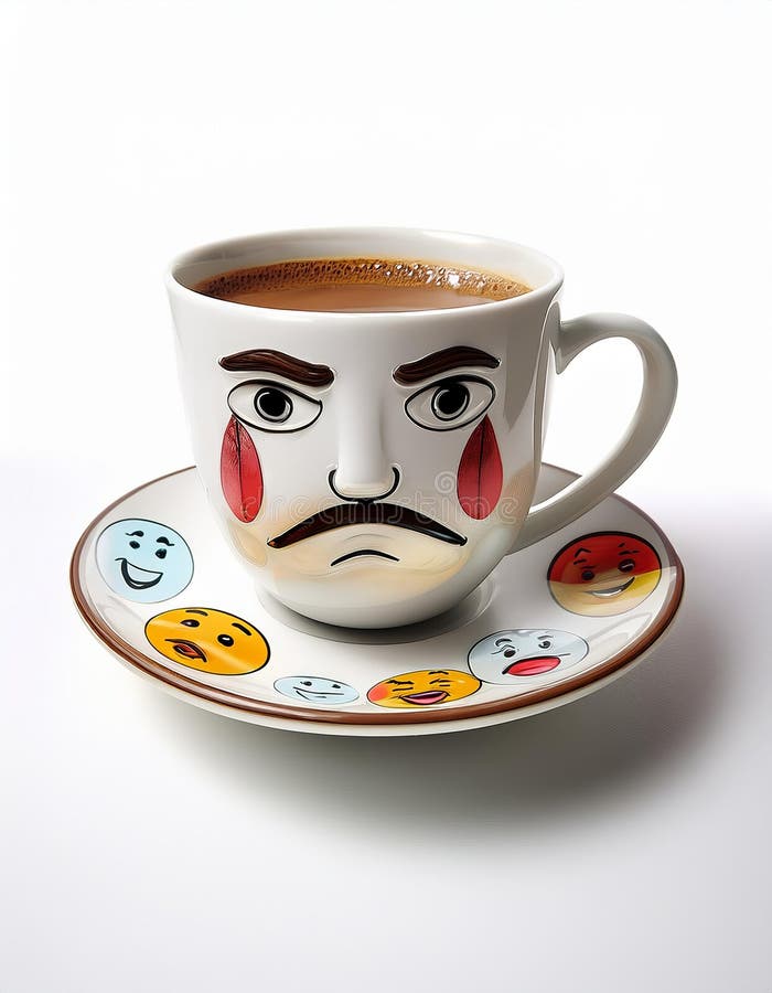 Emotion Emojis on Coffee Cup. Stock Illustration - Illustration of ...