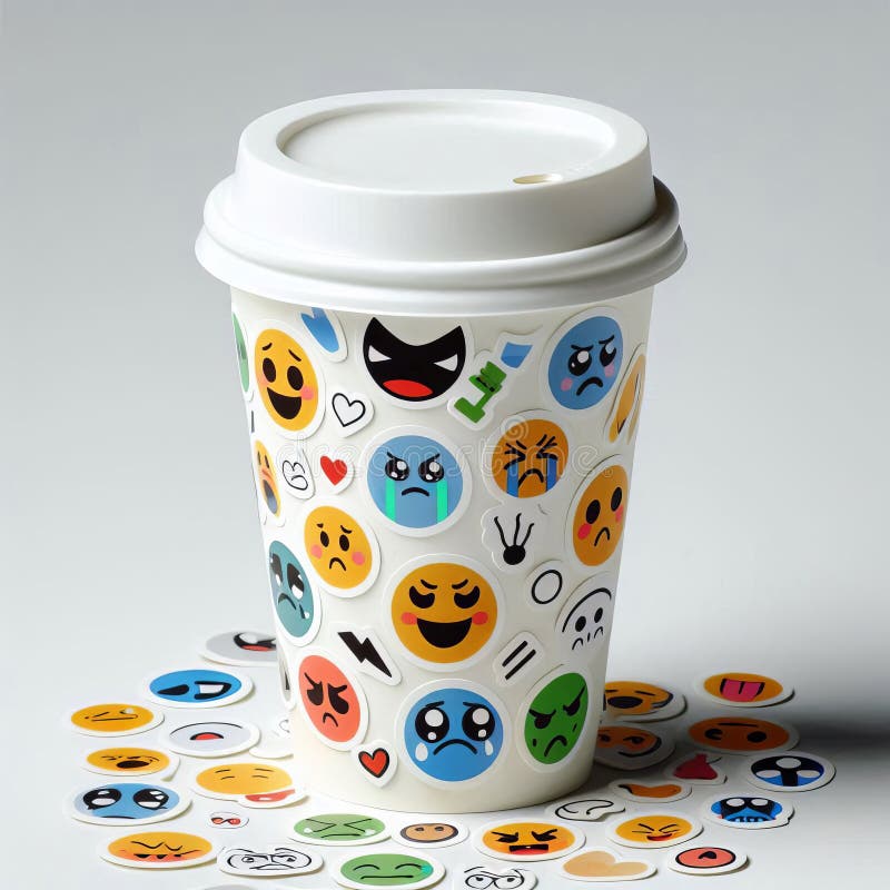 Emotion Emojis on Coffee Cup. Stock Illustration - Illustration of ...