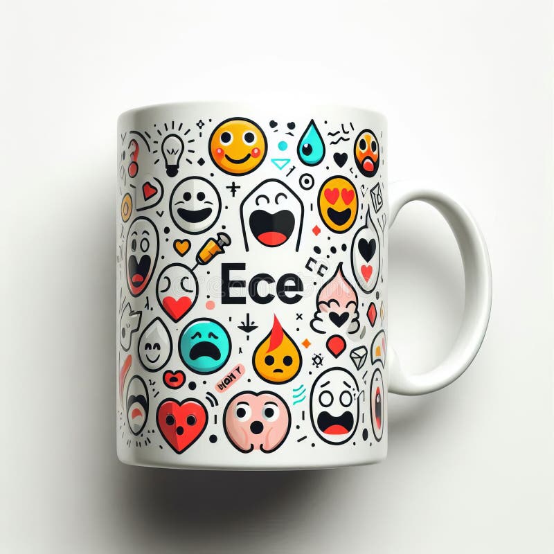 Emotion Emojis on Coffee Cup. Stock Illustration - Illustration of ...