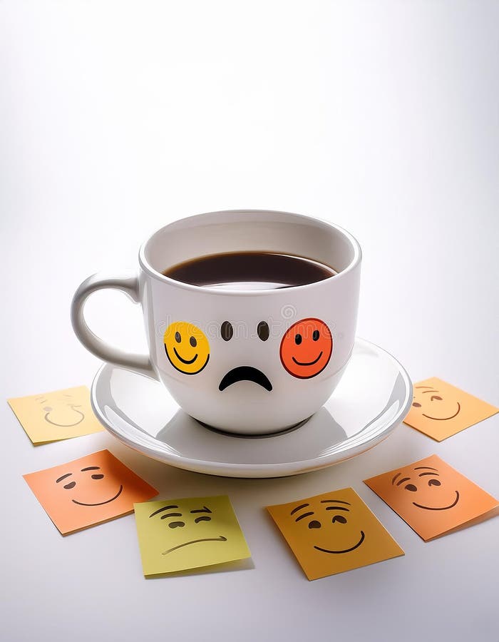 Emotion Emojis on Coffee Cup. Stock Illustration - Illustration of ...