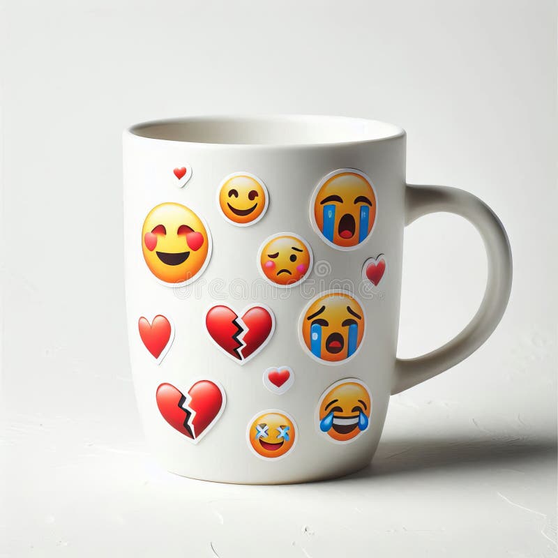 Emotion Emojis on Coffee Cup. Stock Illustration - Illustration of ...