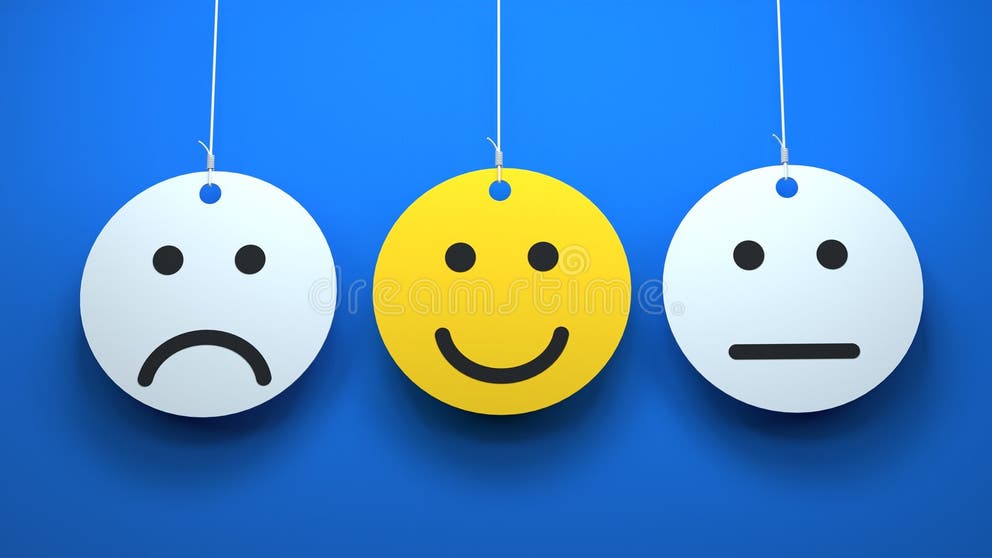 Emotion Emojis on Hanging Speech Bubbles. Customer Feedback Concept ...