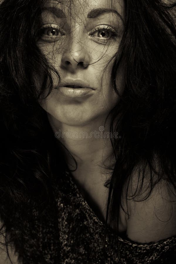 Emotion Expression Dark Girl Face Stock Photo - Image of gothic, girl ...
