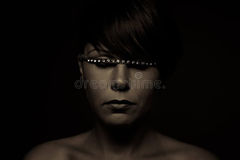 Emotion Expression Dark Girl Face Stock Photo - Image of gothic, girl ...