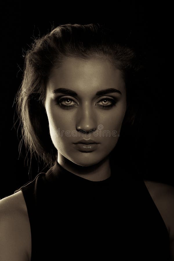 Emotion Expression Dark Girl Face Stock Photo - Image of gothic, girl ...