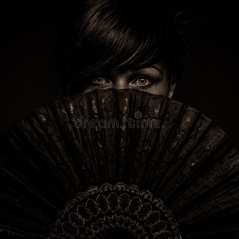 Emotion Expression Dark Girl Face Stock Photo - Image of beauty, horror ...