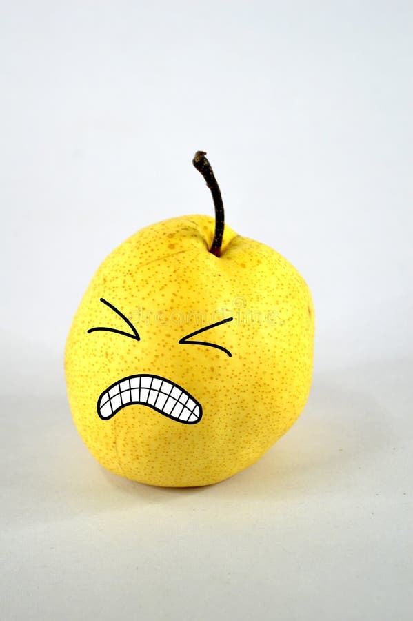 Emotion Face on a Chinese Pear Fruit Stock Photo - Image of face ...
