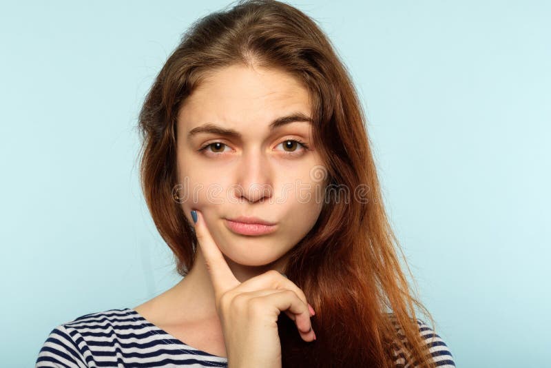 Emotion Face Moody Grumpy Sullen Frowning Woman Stock Image Image Of