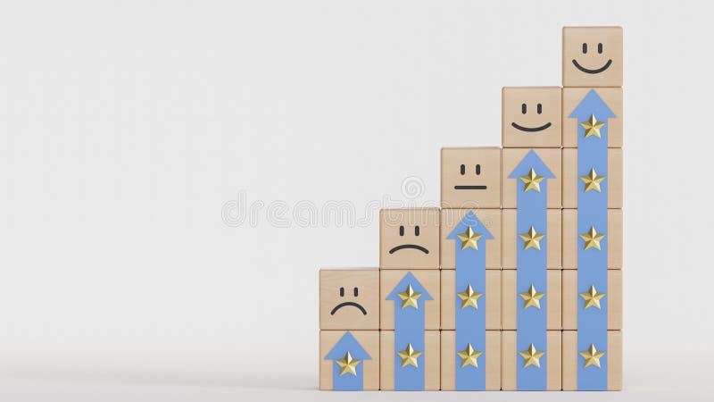 Emotion Face since Very Smile Regular and Sad on Increasing Wooden ...