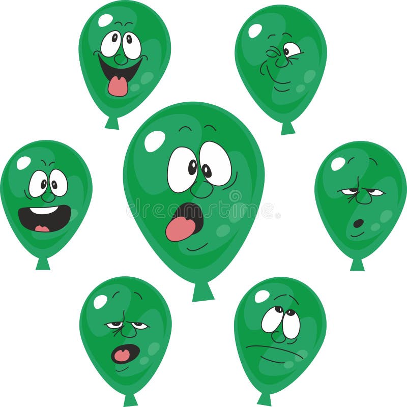 Emotion Green Balloon Set 006 Stock Vector - Illustration of birthday ...