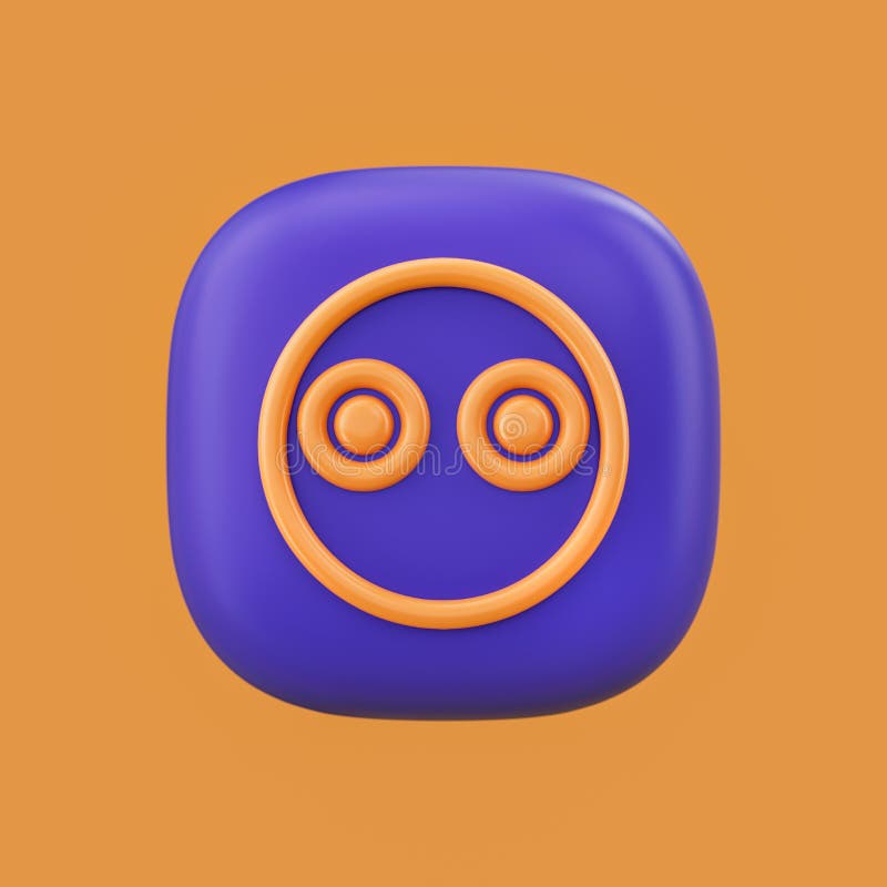 Emotion Icon, Big Eyes 3D Icon on a Rounded Button Shape, Outline Emoji ...
