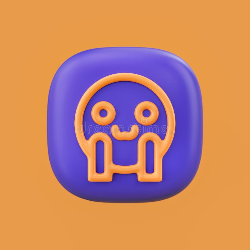 Emotion Icon, Shy 3D Icon on a Rounded Button Shape, Outline Emoji, 3d ...