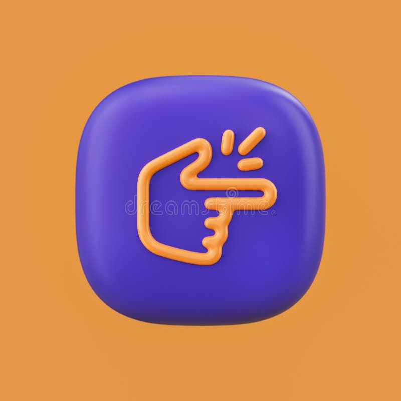 Emotion Icon, Finger Snap 3D Icon on a Rounded Button Shape, Outline ...