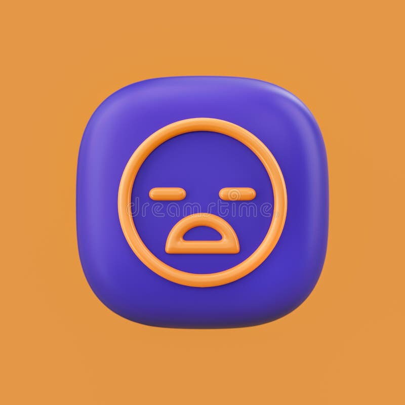 Emotion Icon, Sad 3D Icon on a Rounded Button Shape, Outline Emoji, 3d ...