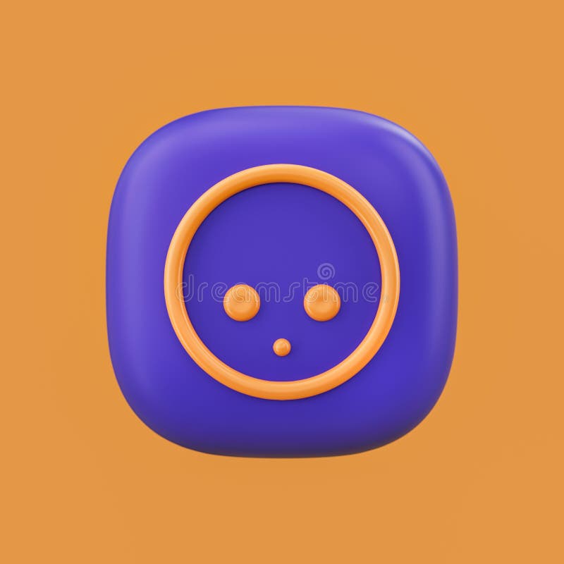 Emotion Icon, Shy 3D Icon on a Rounded Button Shape, Outline Emoji, 3d Rendering, Flat ...