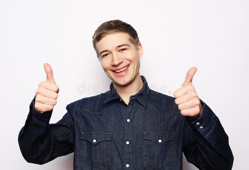 Emotion and People Concept. Young Man Showing Ok Stock Image - Image of ...