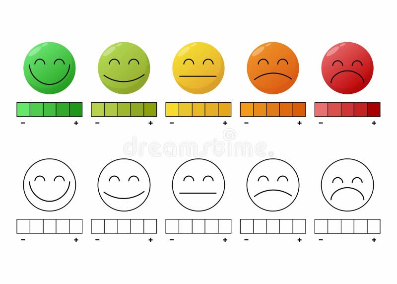 Scale in the Form of Five Human Emotions Colored and Black and White ...
