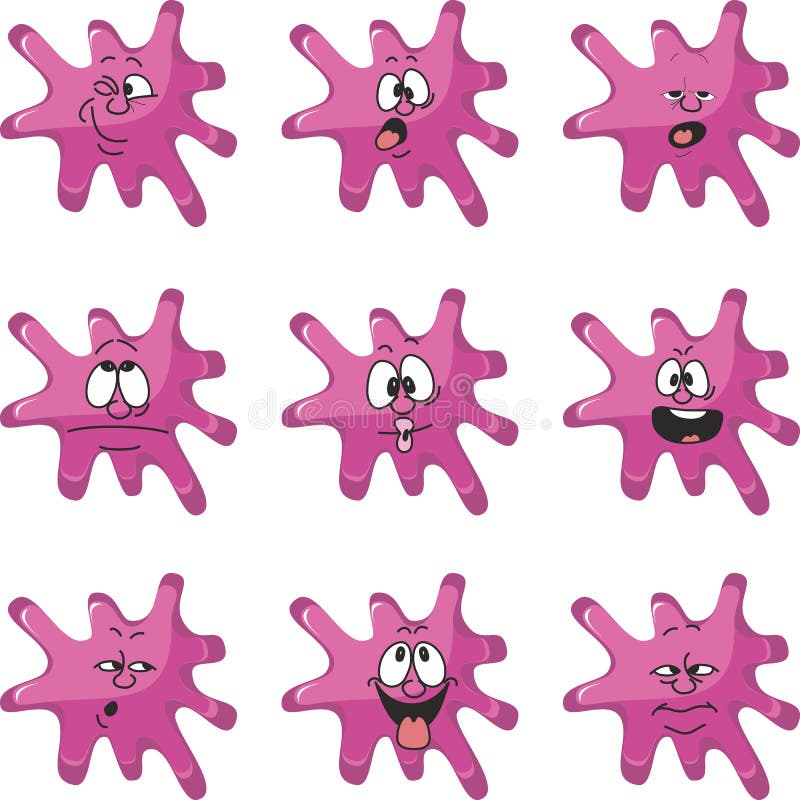 Emotion Smiles Cartoon Pink Blot Color Set 012 Stock Vector ...