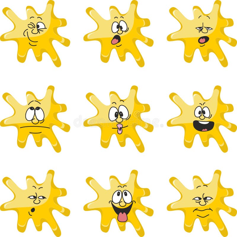 Emotion Smiles Cartoon Yellow Blot Color Set 006 Stock Vector ...