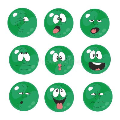 Emotion Smiles Green Color Set 006 Stock Vector - Illustration of cool ...