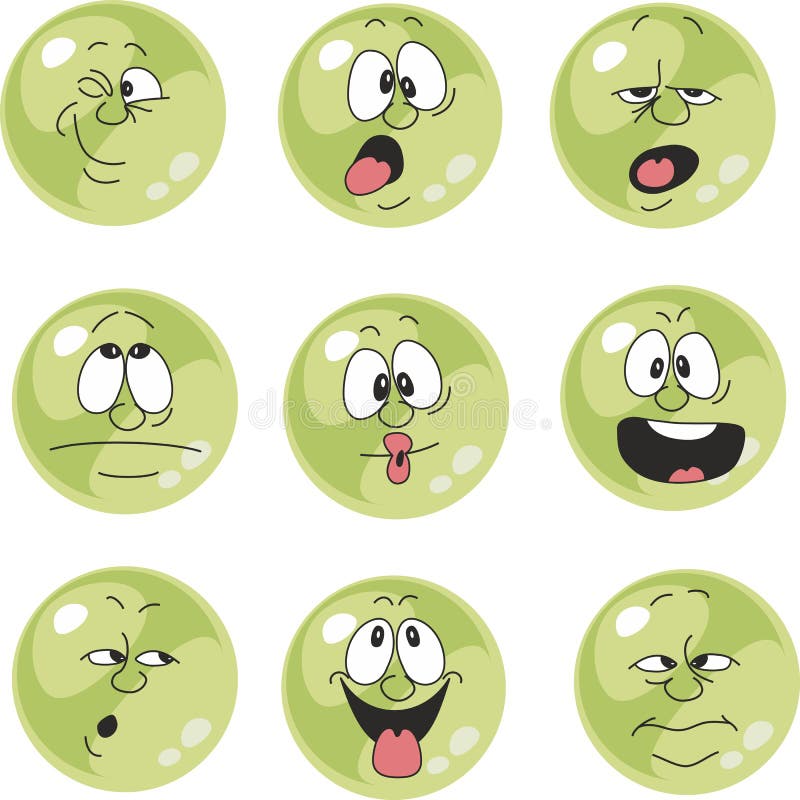 Emotion Smiles Green Color Set 009 Stock Vector - Illustration of eyes ...