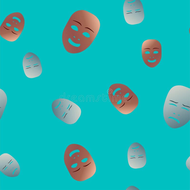 Emotion Theatrical Mask Seamless Pattern Stock Vector - Illustration of ...