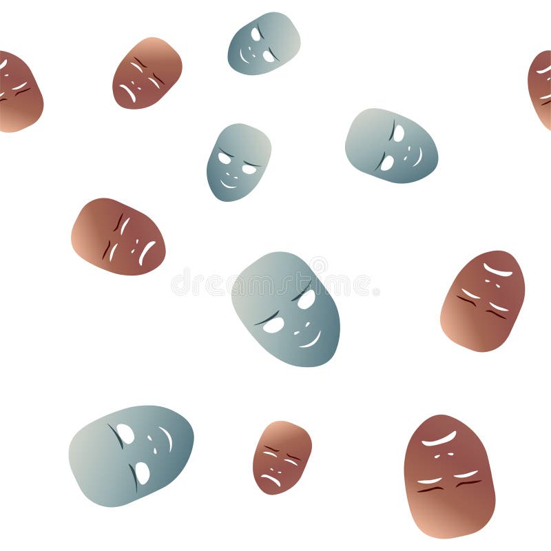 Emotion Theatrical Mask Seamless Pattern Stock Vector - Illustration of ...