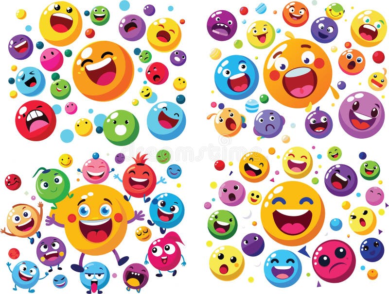 Emotion Various Colors Expressions and Positions- Stock Vector ...