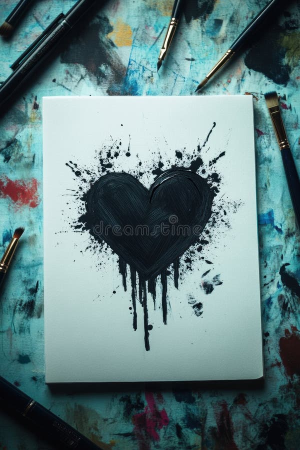 Emotional Artistic Expression, a Simple Drawing of a Broken Heart in ...